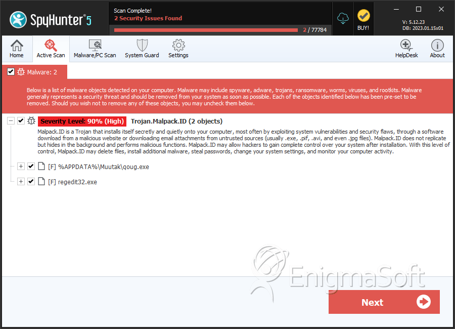 Trojan.Malpack.ID Removal Report