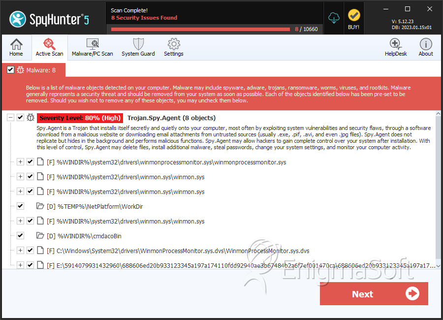 Trojan.Spy.Agent Removal Report