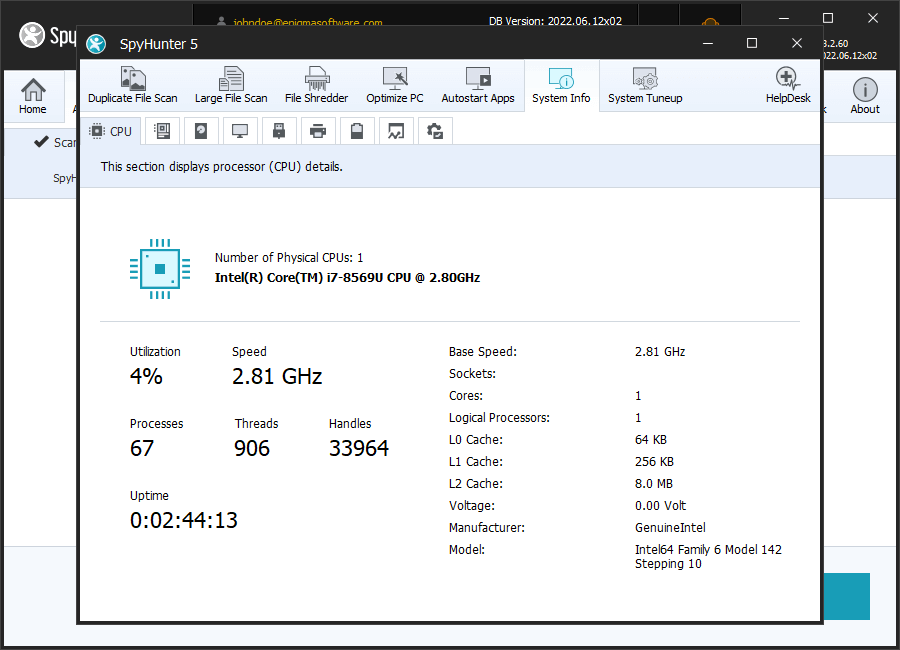 System Info - Remove Spyware & Malware with SpyHunter - EnigmaSoft Ltd